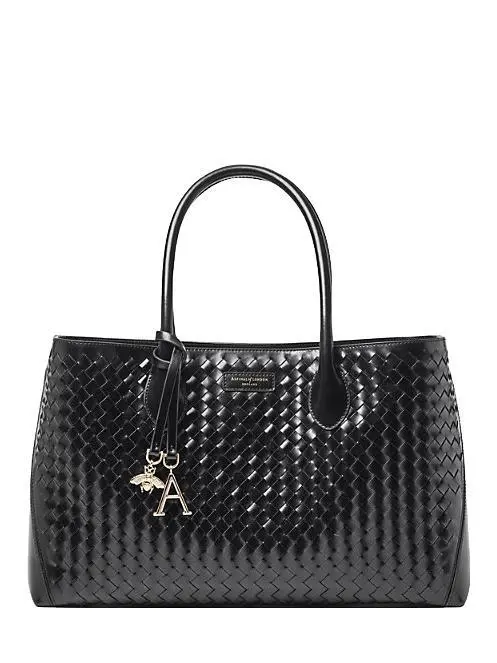 ASPINAL OF LONDON Woven Leather Tote Bag - Black