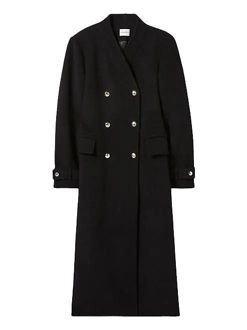 Claudie Pierlot Belted Double-breasted Wool-blend Coat - Black