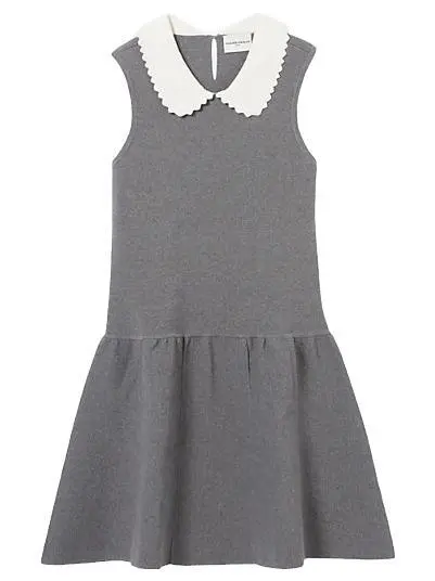 Claudie Pierlot Contrast-collar Skater Dress - Mottled Grey
