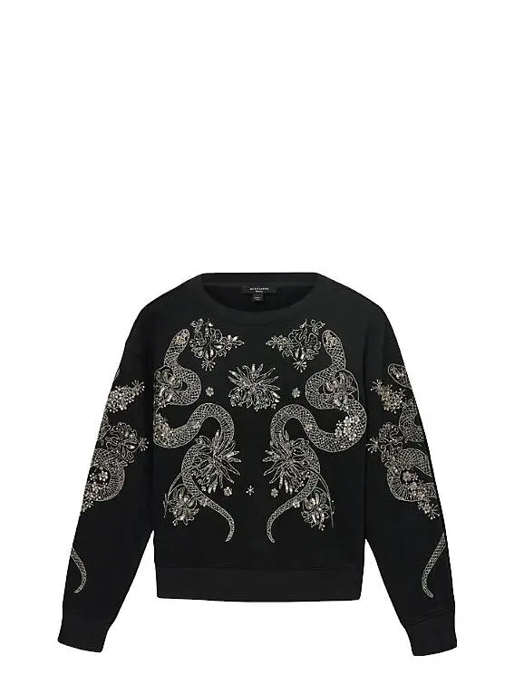 ALLSAINTS Cecile Pippa Flower-embellished Sweatshirt - Black