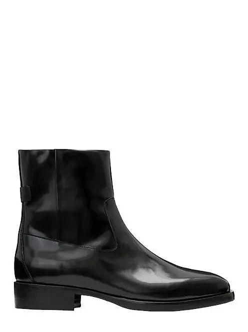 ALLSAINTS Milton Shine Leather Ankle Boots - Black Shine