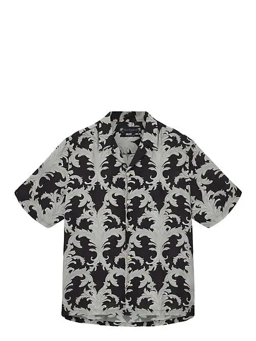 ALLSAINTS Motif Graphic-print Short-sleeve Woven Shirt - Jet Black