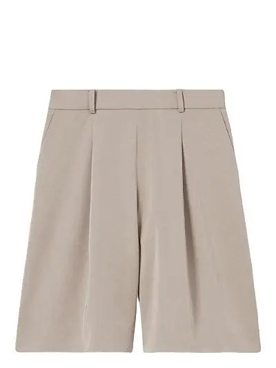 Claudie Pierlot Pleated Wide-leg High-rise Shorts - Beige
