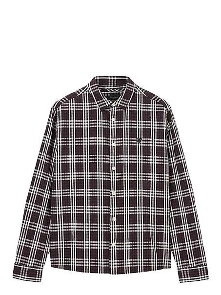 ALLSAINTS Santiago Logo-embroidered Checked Cotton Shirt - Brown