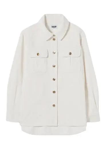 Claudie Pierlot Relaxed-fit Velvet Overshirt - Ecru