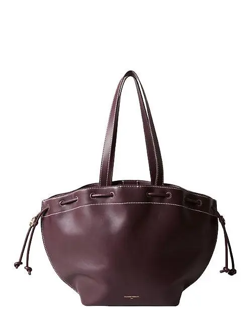 Claudie Pierlot Leather Tote Shoulder Bag - Burgundy