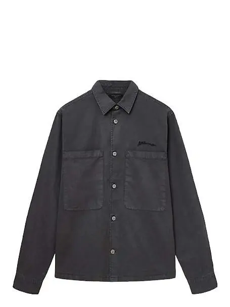 ALLSAINTS Rohdi Logo-embroidered Long-sleeve Woven Overshirt - Parma Blue