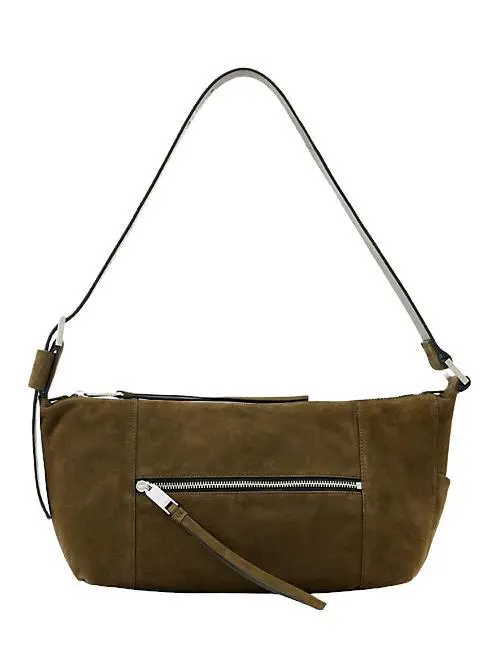 ALLSAINTS Vega Suede Shoulder Bag - Olive Green