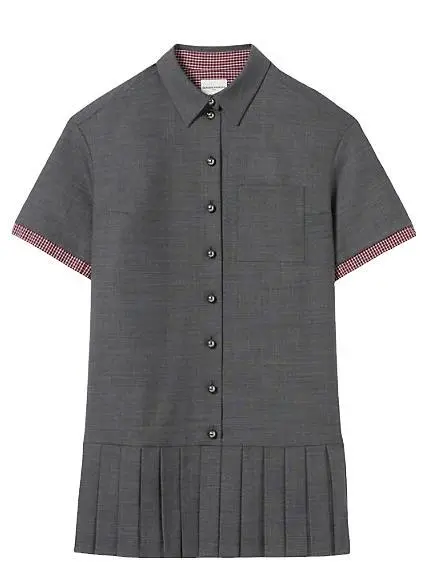 Claudie Pierlot Checked Pleated Wool-blend Mini Dress - Anthracite