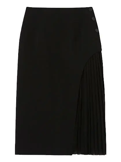 Claudie Pierlot Pleated-panel High-waist Midi Skirt - Black