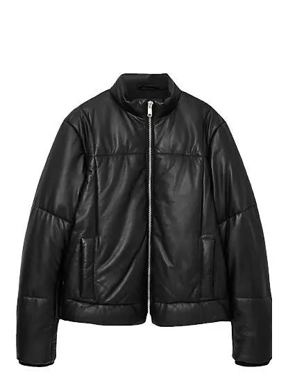 ALLSAINTS Furse Funnel-neck Leather Puffer Jacket - Black