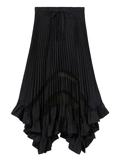 Claudie Pierlot Pleated Elasticated-waist Midi Skirt - Bleus