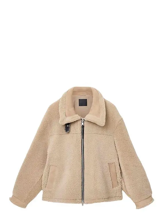 ALLSAINTS Vernon Regular-fit Zip-up Shearling Jacket - Feather Taupe