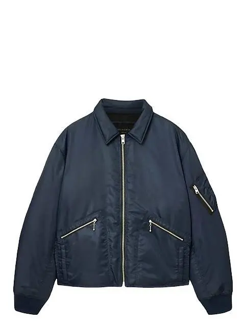 ALLSAINTS Fallon Oversized Shell Bomber Jacket - Moonlit Blue