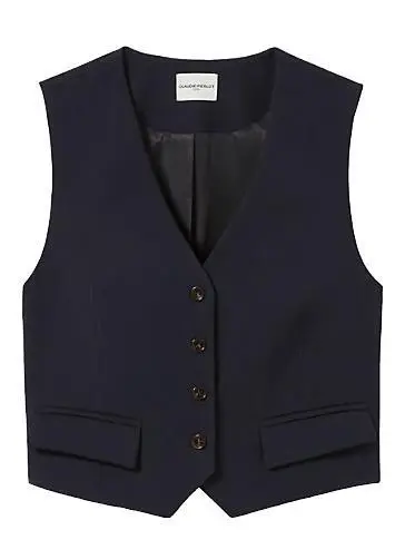Claudie Pierlot Tailored Wool-blend Waistcoat - Navy