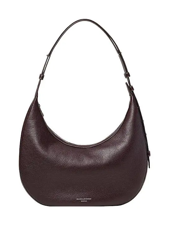 ASPINAL OF LONDON Hudson Crescent Suede Shoulder Bag - Wine