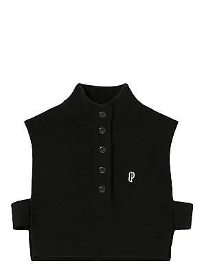 Claudie Pierlot Brand-embroidered Sleeveless Wool Top - Black