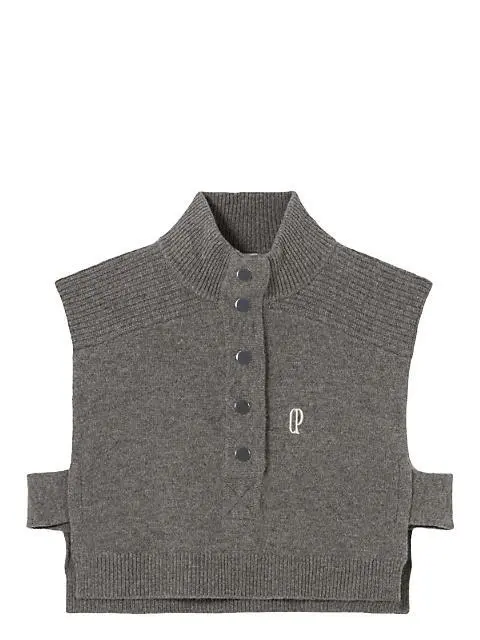 Claudie Pierlot Brand-embroidered Sleeveless Wool Top - Mottled Grey