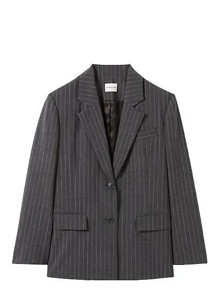 Claudie Pierlot Striped Stretch Wool-blend Blazer - Anthracite