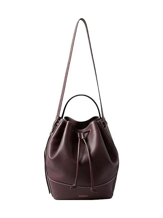 Claudie Pierlot Large Leather Bucket Bag - Burgundy