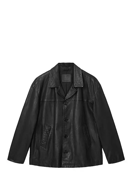 ALLSAINTS Bradwell Lapel-collar Leather Coat - Black