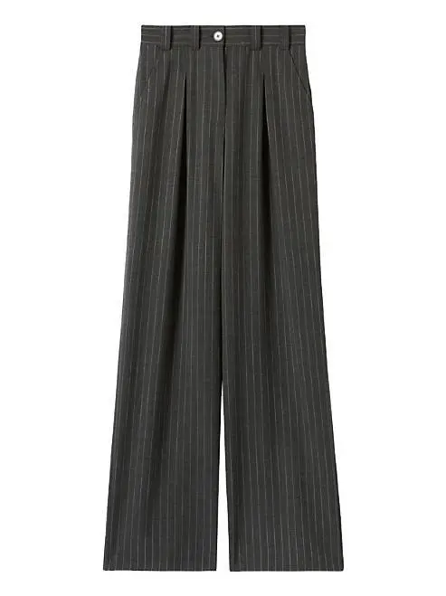 Claudie Pierlot Pinstriped Straight-leg Stretch-woven Trousers - Anthracite