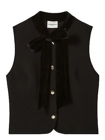 Claudie Pierlot Tie-neck Sleeveless Blouse - Black