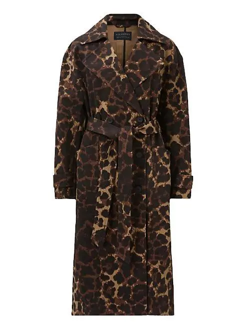 ALLSAINTS Abel Leopard-print Cotton Trench Coat - Leopard Brown