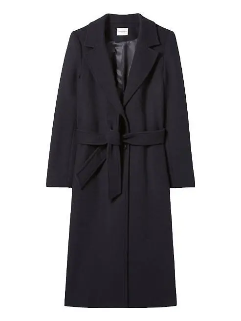 Claudie Pierlot Single-breasted Belted Wool-blend Coat - Navy