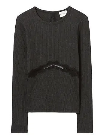 Claudie Pierlot Lace-embroidered Long-sleeve T-shirt - Black