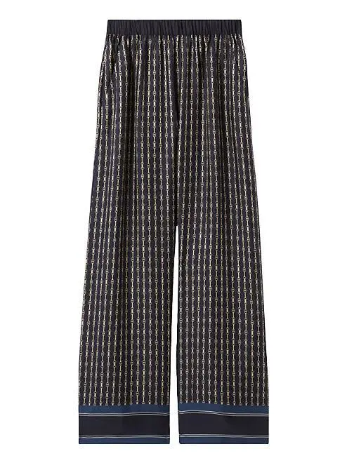Claudie Pierlot Graphic-print Wide-leg Woven Trousers - Dark Print