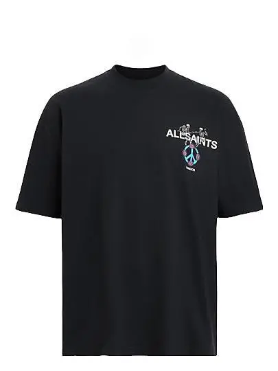 ALLSAINTS Reincarnate Graphic-print Short-sleeve Cotton T-shirt - Washed Black