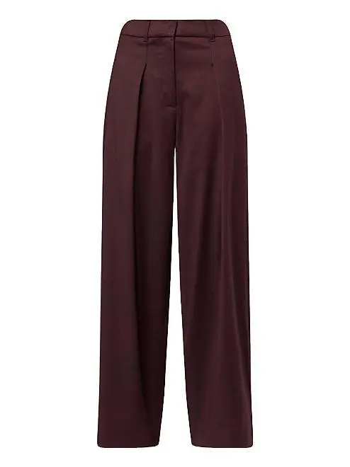 ME+EM Luxe Wide-leg Stretch-wool Blend Trousers - Bordeaux