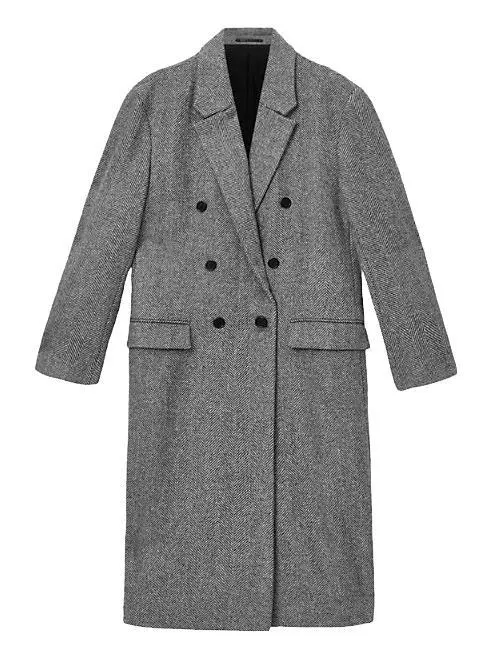 ALLSAINTS Ezra Double-breasted Wool Coat - Black/white