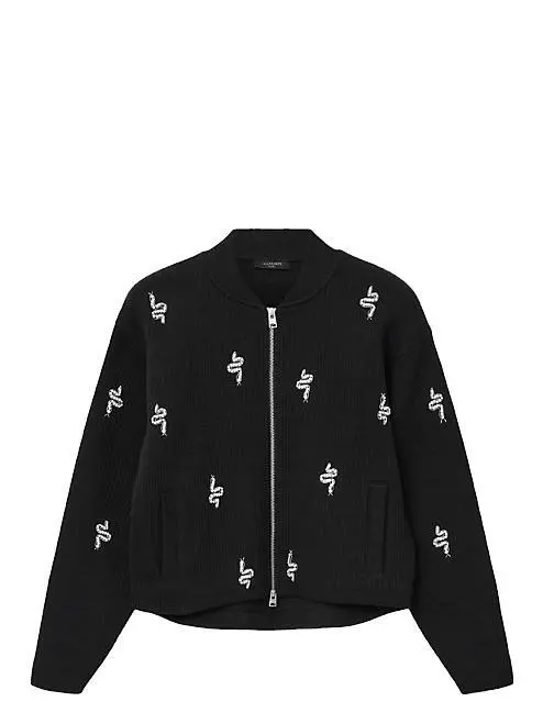 ALLSAINTS Rhea Snake-embellished Bomber Jacket - Black