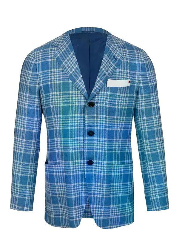Kiton Check-pattern Pockets Blazer - Blue