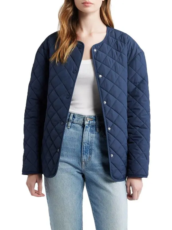 THREAD & SUPPLY Quilted Puffer Jacket - Dark Navy