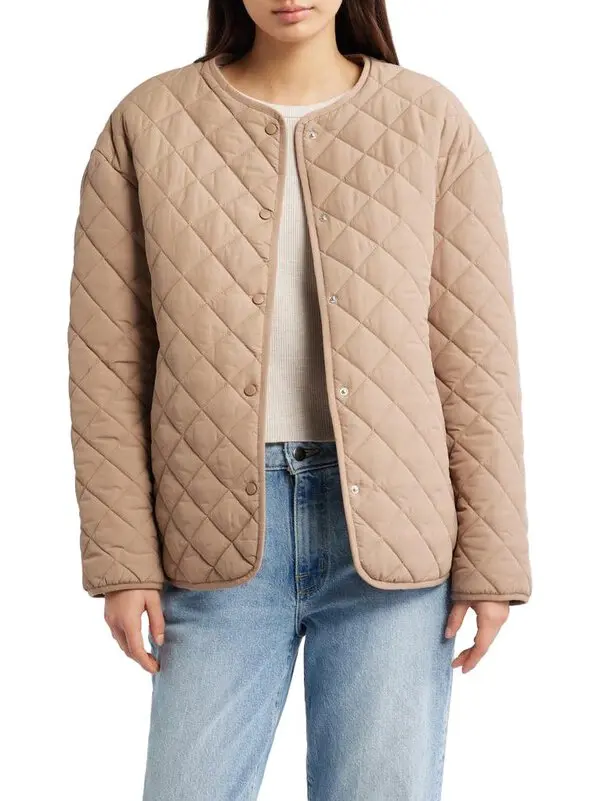 THREAD & SUPPLY Quilted Puffer Jacket - Taupe