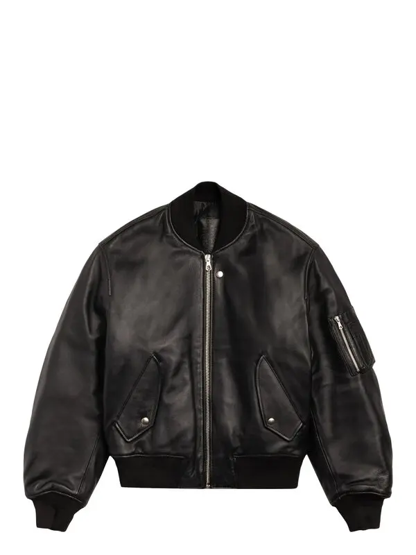 StÜssy Leather Built Bomber - Black