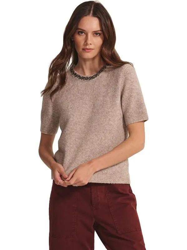 Velvet By Graham & Spencer Briana Embellished Sweater - Neutral
