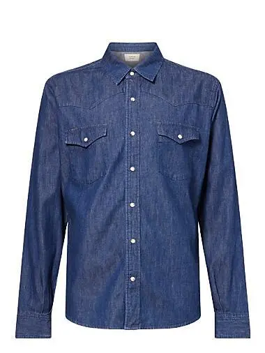 AUSTIN POST Chambray Western Denim Shirt - Dark Indigo
