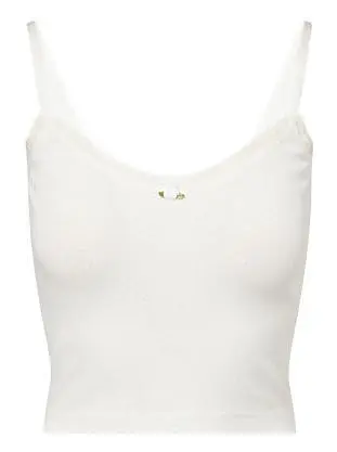THE NAP CO Pointelle Cami Cotton-knit Top - Milk White