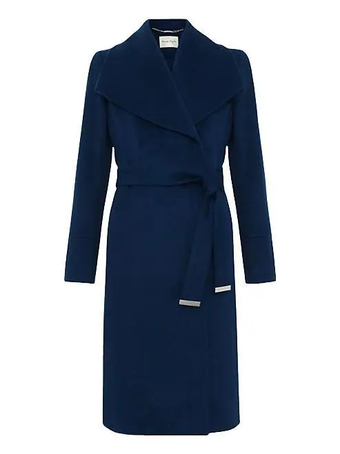 PHASE EIGHT Nicci Belted Wool-blend Coat - Blue