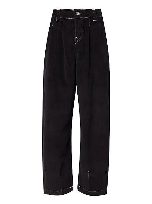 True Religion Pleated Corduroy Trousers - Jet Black