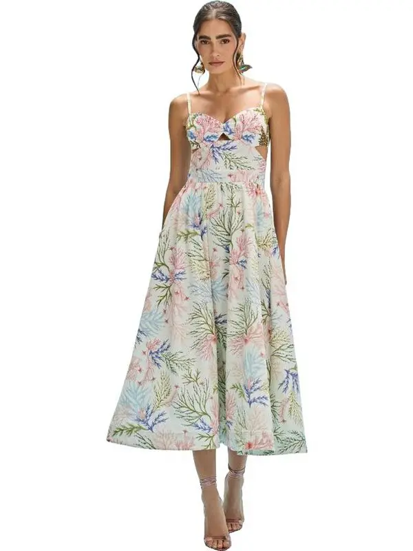 PatBO Seaweed Flutter Midi Dress - White