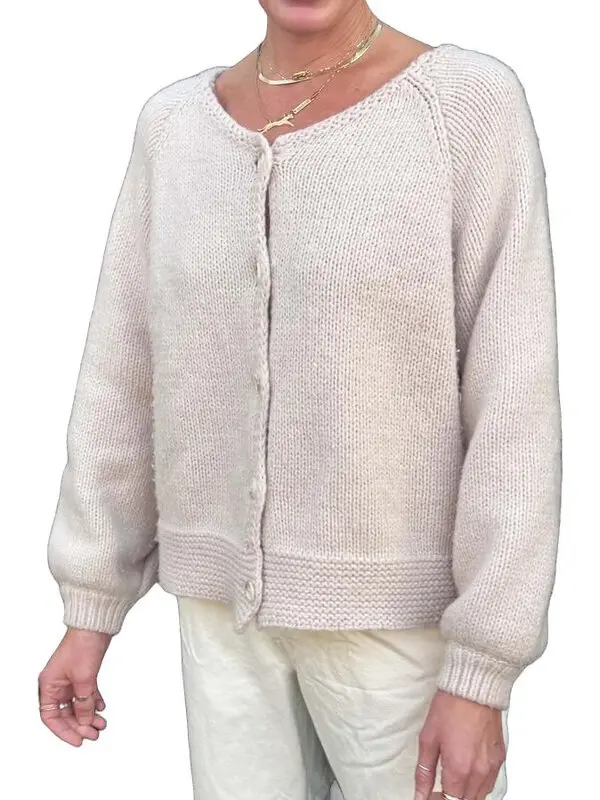 MERRITT CHARLES Ryan Knit Cardigan Sweater - Natural