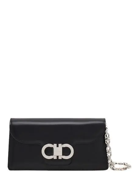 FERRAGAMO Mini Bag With Double Gancini Chain - Black