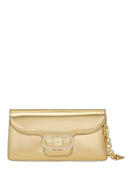 FERRAGAMO Mini Bag With Double Gancini Chain - Gold