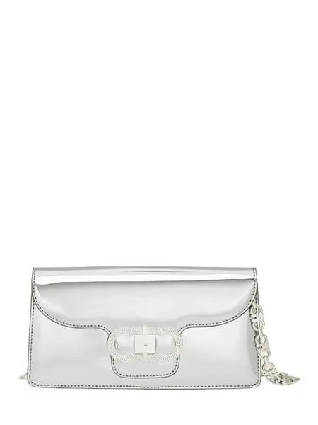 FERRAGAMO Mini Bag With Double Gancini Chain - Silver