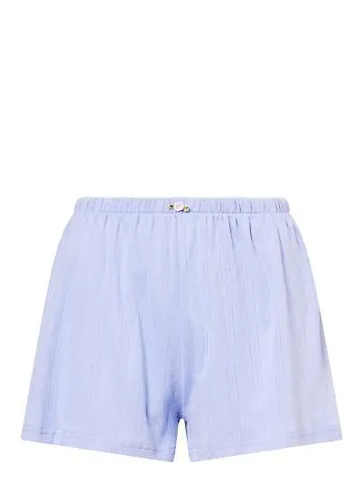 THE NAP CO Pointelle Cotton-jersey Shorts - Blue Violet